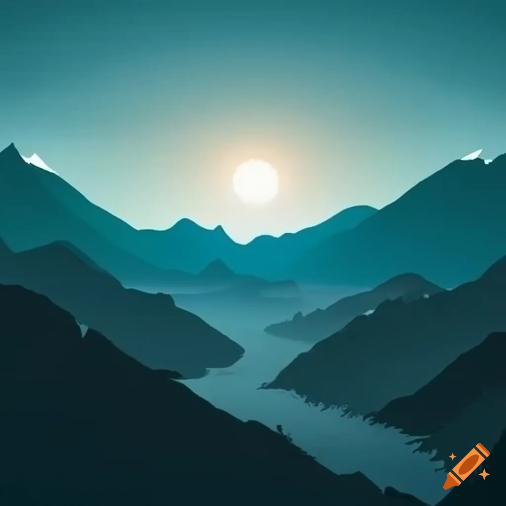 Hinterland studios logo, rolling hills, mountains