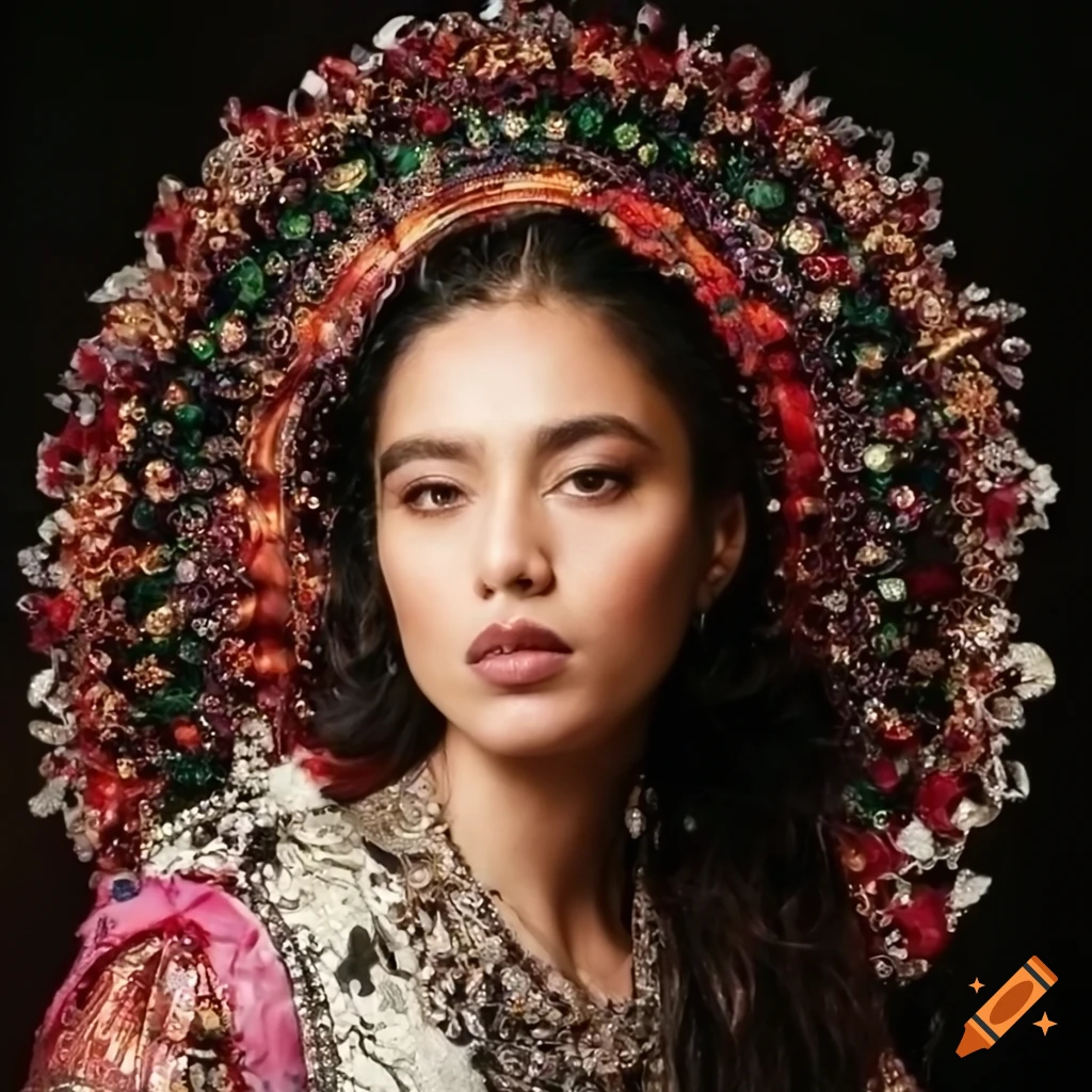 Intricate portrait of exotic, high fashion, young female, extravagant ...
