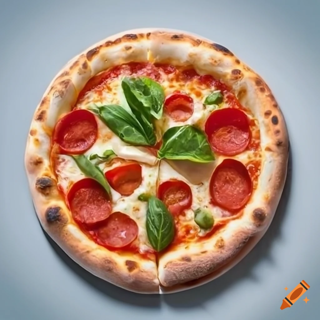 Fresh, circle pizza, natural look, on white plate , cheese, mozzarella ...