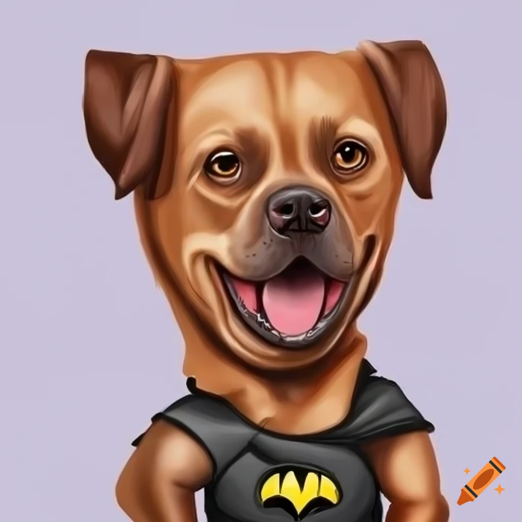 Caricatura de perro labrador retriever vestido de batman on Craiyon