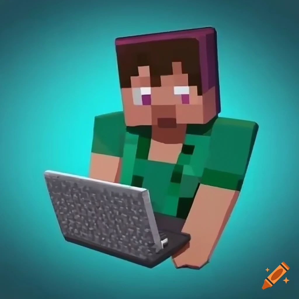 Minecraft player using a laptop