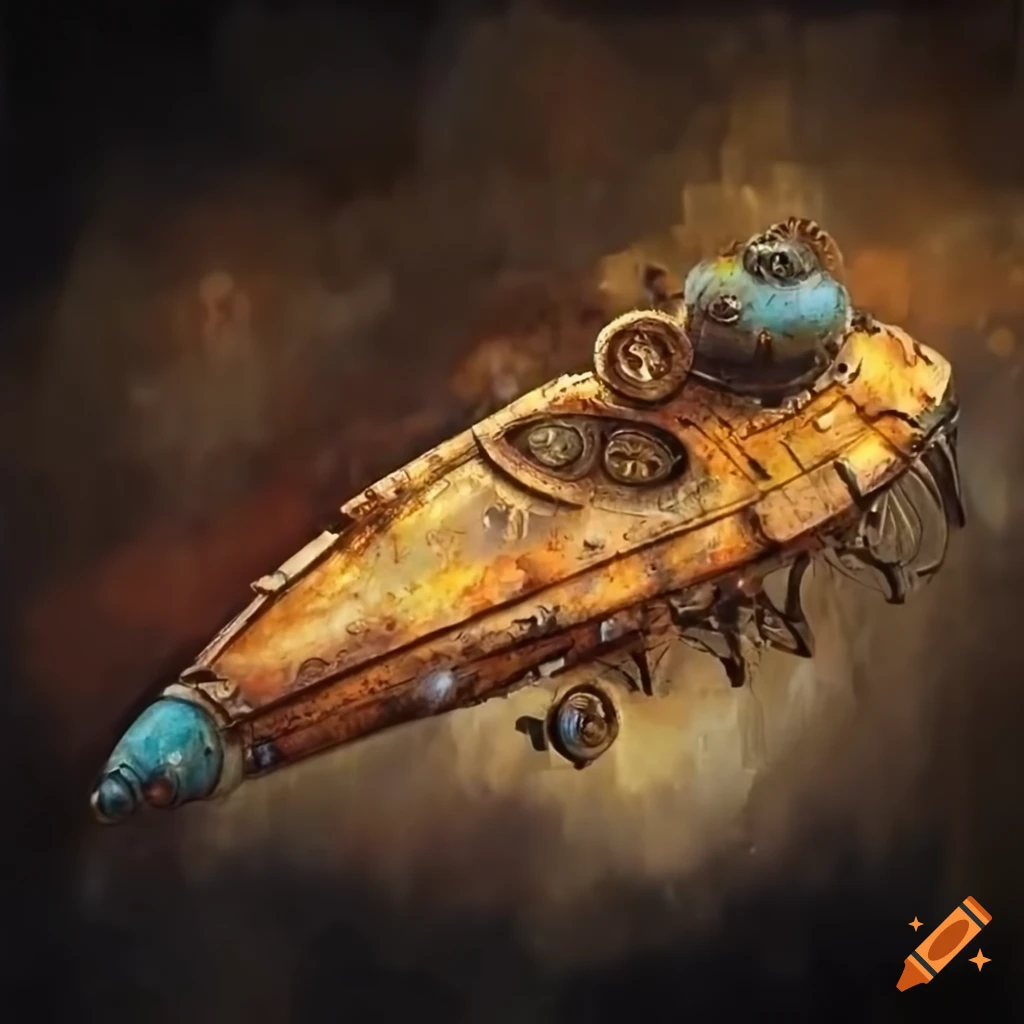 Rusty spaceship with steampunk details on Craiyon