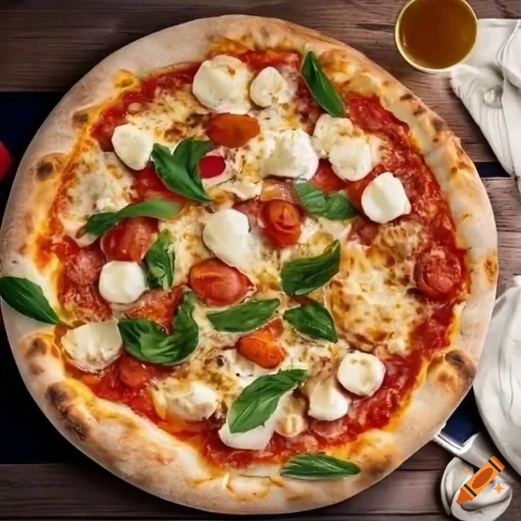 Italian circle pizza, natural look, on white plate , cheese, mozzarella ...