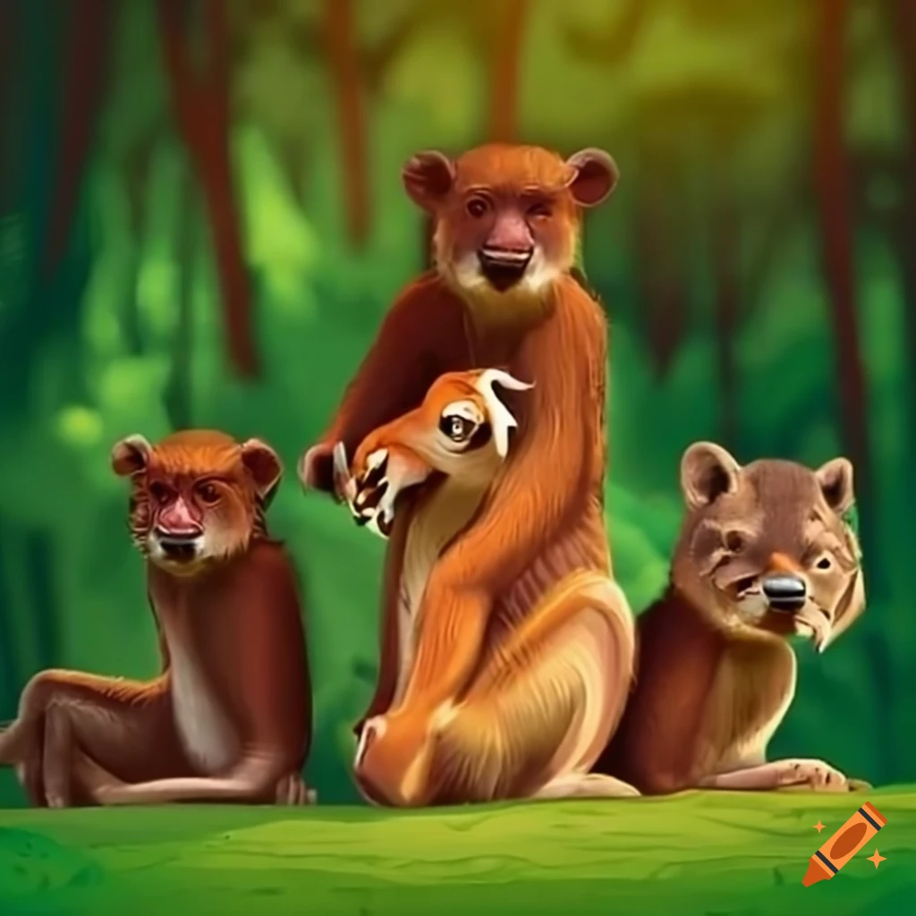 All Animals Together In Forest