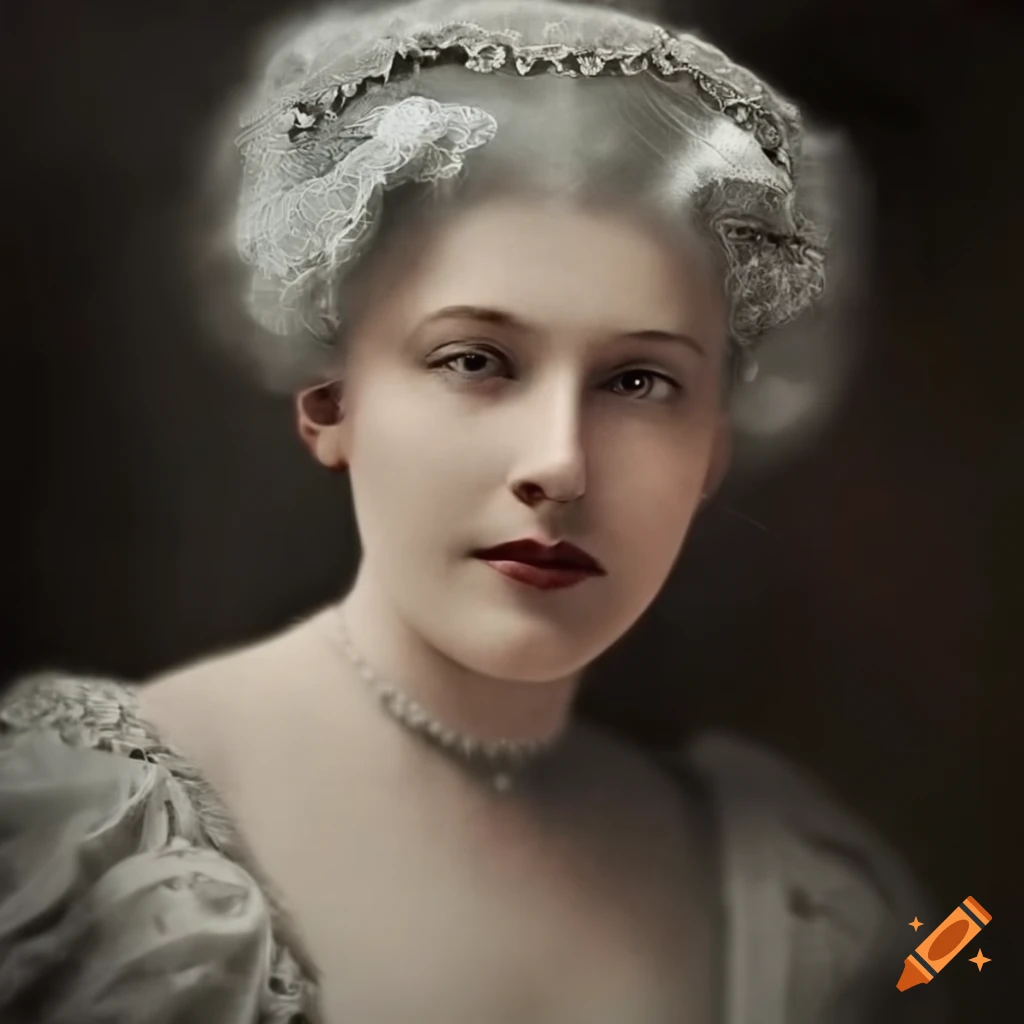 An white-haired woman in early 1900s attire