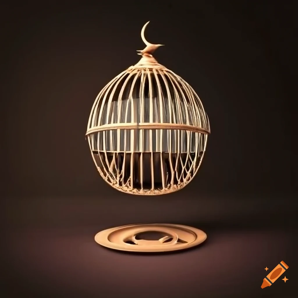 Sphere birdcage with a bird perched inside