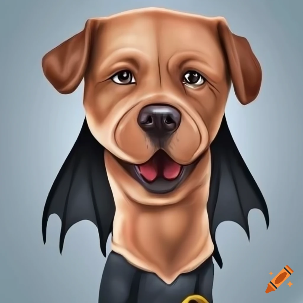 Caricatura de perro labrador retriever vestido de batman on Craiyon