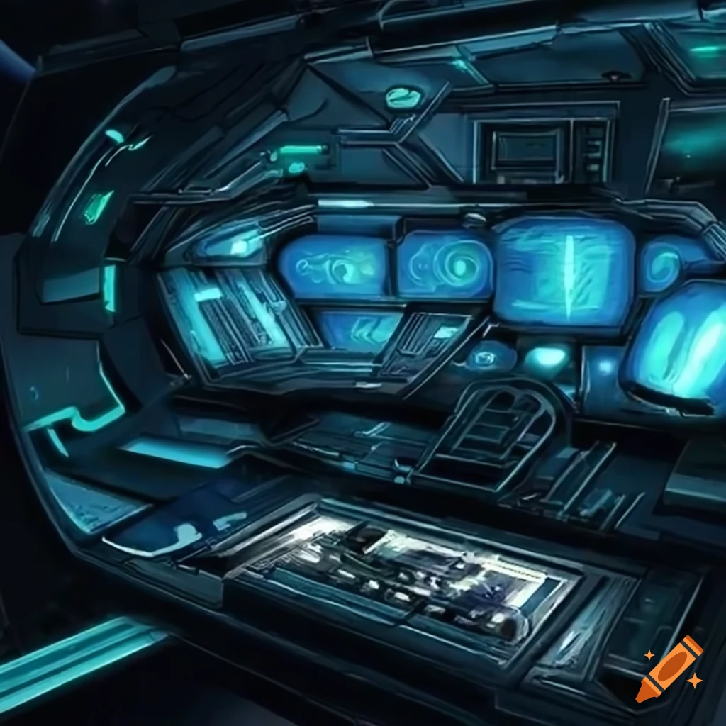 Anime spaceship control-center on Craiyon