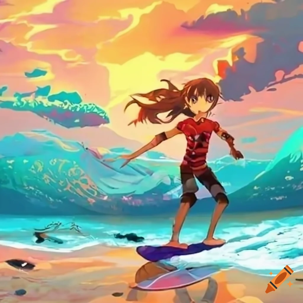 Anime style surf camp for kids
