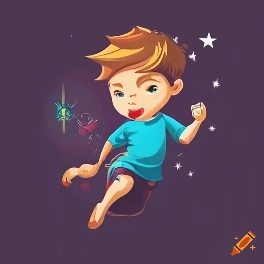 Logo a boy chasing star on Craiyon