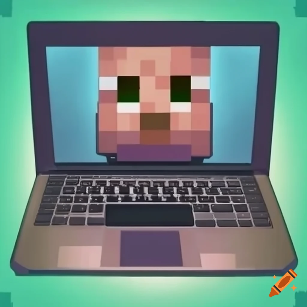 Minecraft player using a laptop on Craiyon