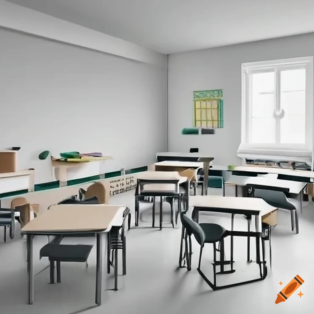 Create a minimal classroom with background white minimal on Craiyon