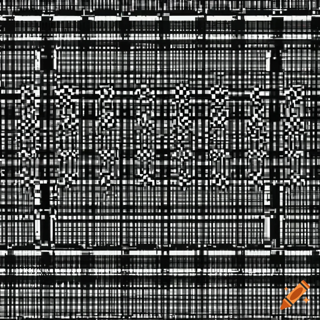 A black and white line pattern in retro pixel art