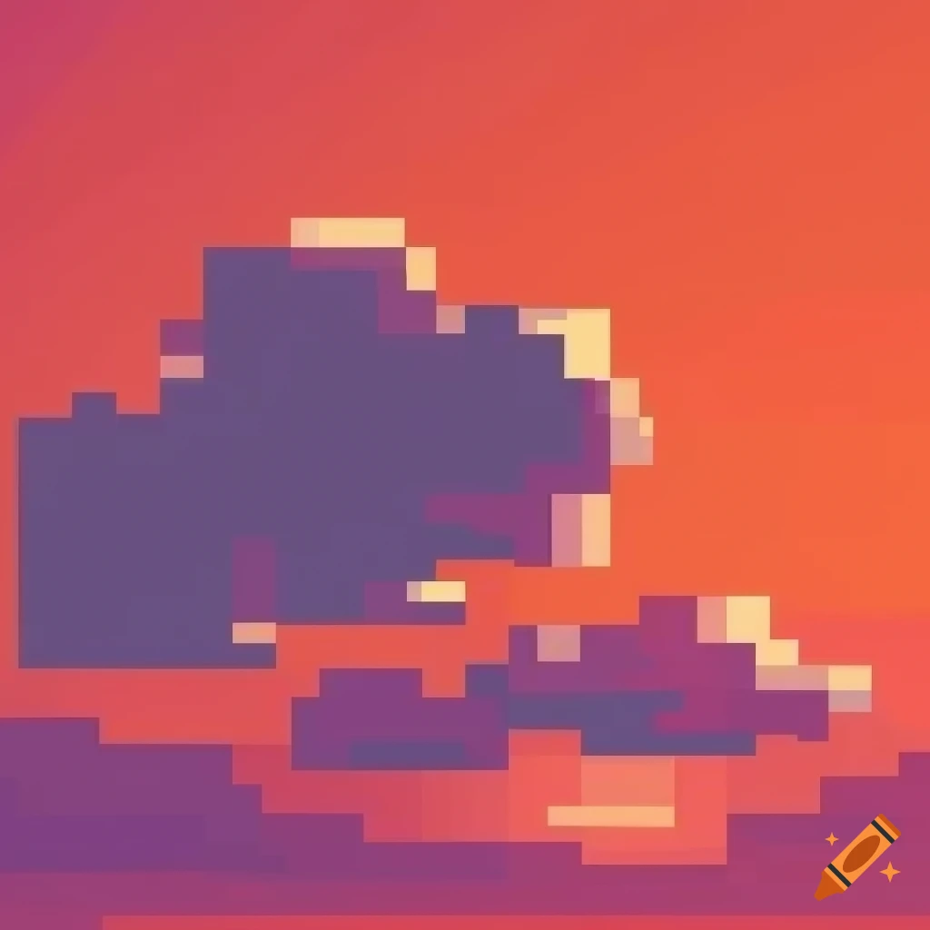 Simple clouds in a dawn sky in retro pixel art on Craiyon