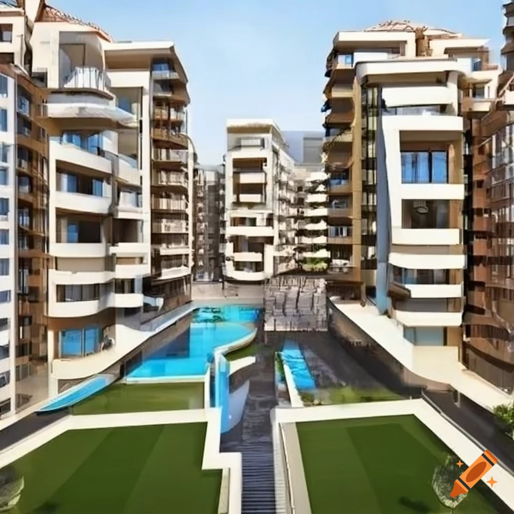 Luxury residential complex with buildings in turkey on Craiyon