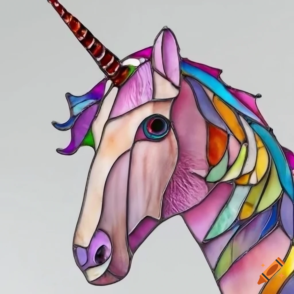 Unicorn with one horn stained glass window on Craiyon