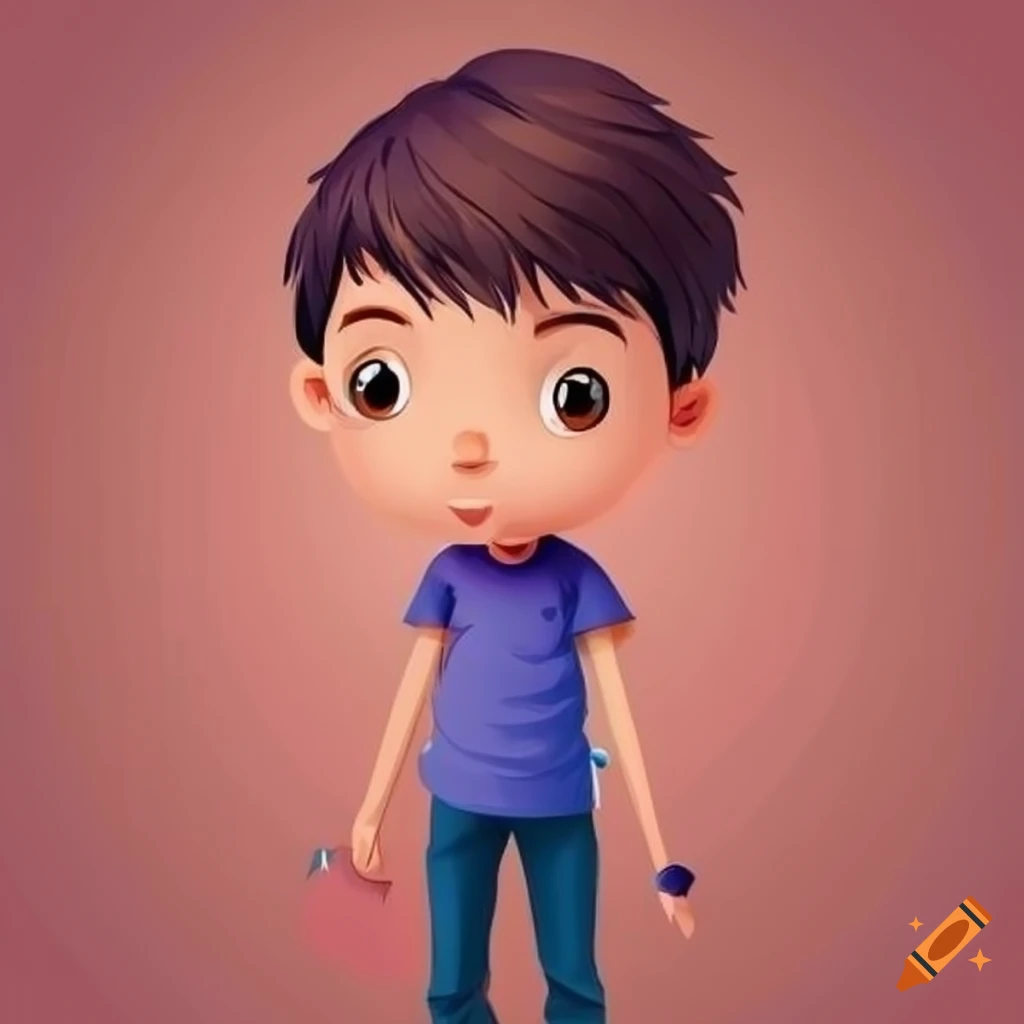 A wbtoon style illustration of a boy who has high moral value