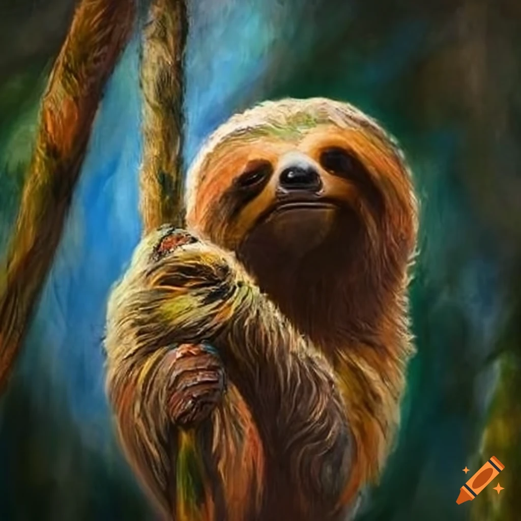 A sloth painted in monet style on Craiyon