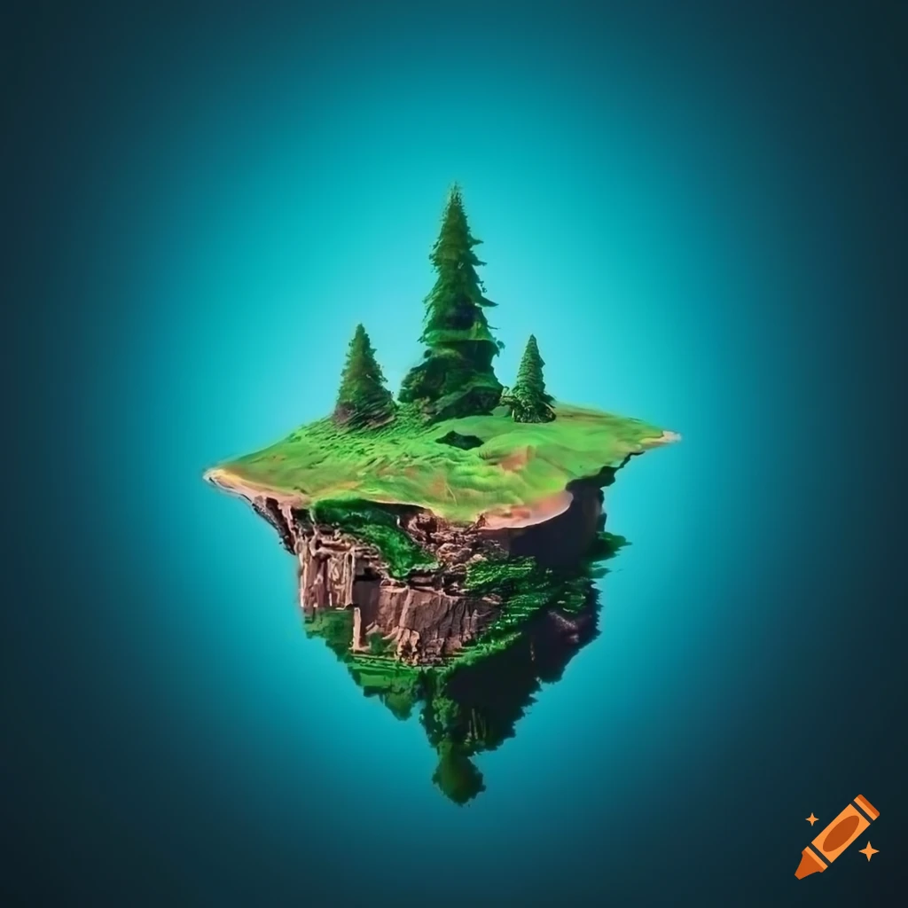 100mm photo of an isometric floating island in the sky, surreal ...