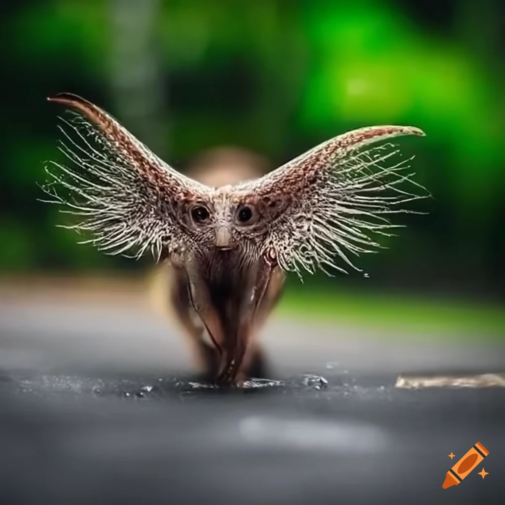 Weird animal in a rainy road on Craiyon