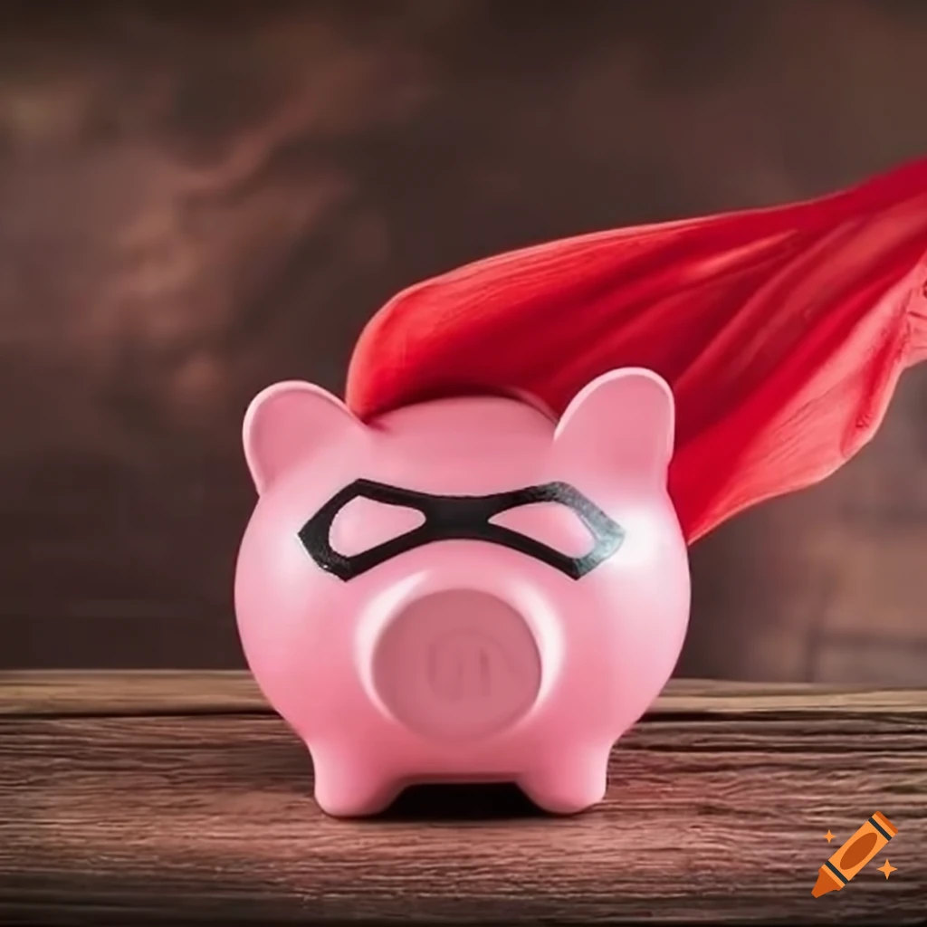 Superhero piggy bank on Craiyon