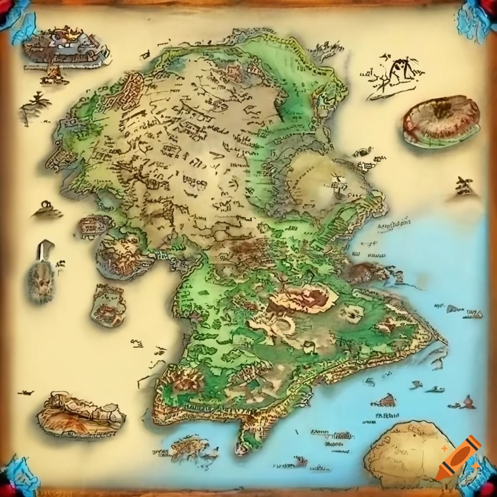 Fantasy lilliputian kingdom continent map on Craiyon