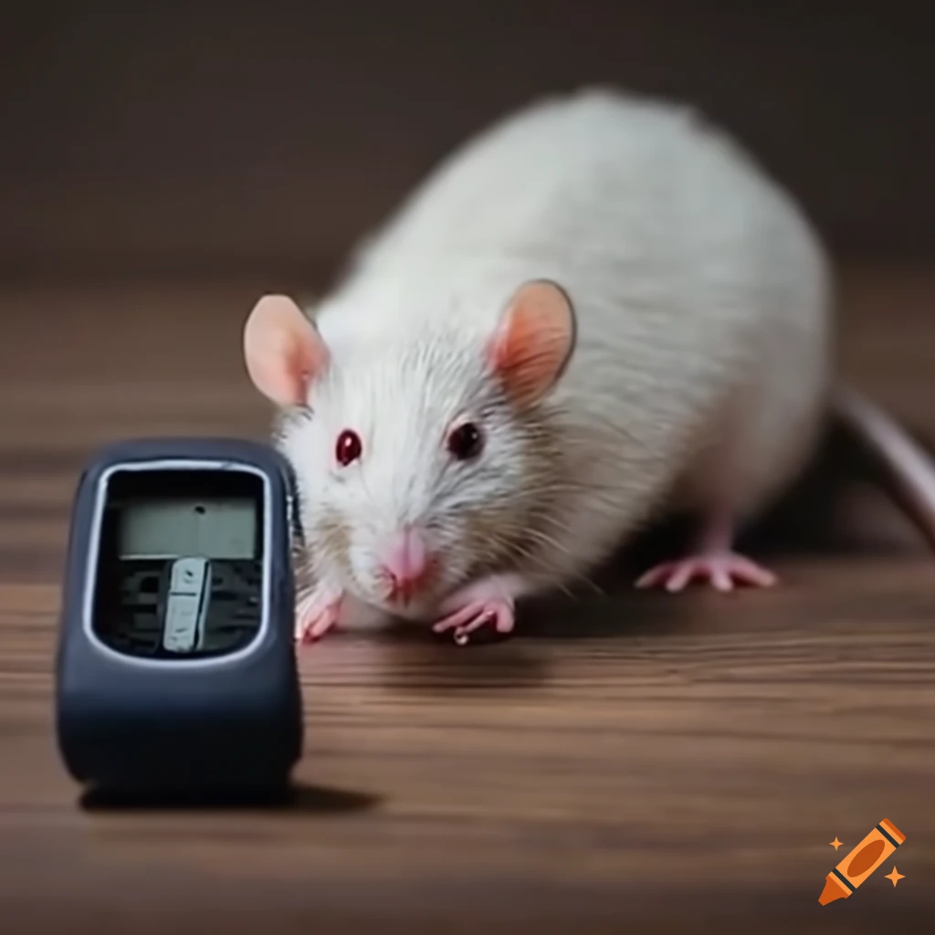 A white rat takes his blood pressure on a tonometer on Craiyon