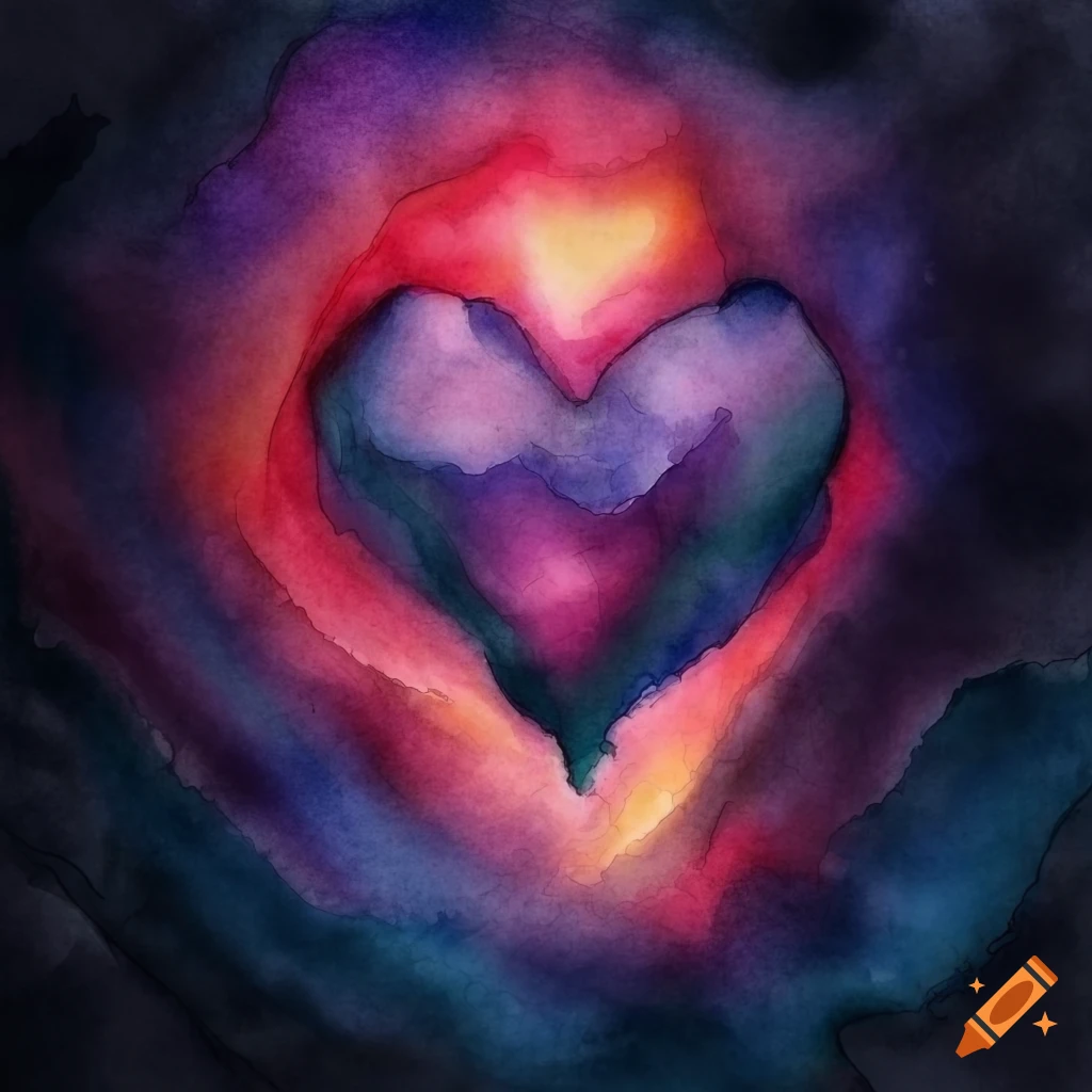 Healing love. dark background. watercolor