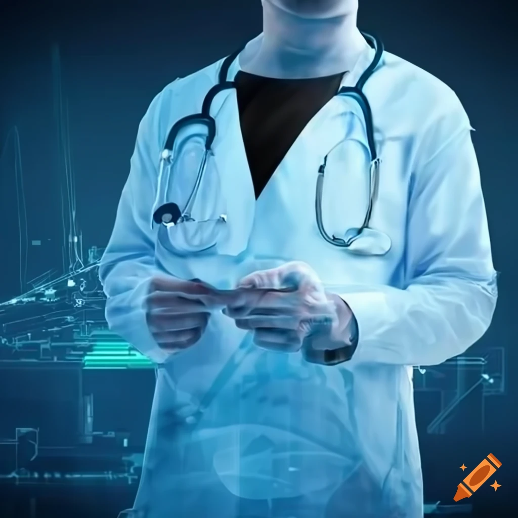 Man doctor in futuristic medicine medical concept