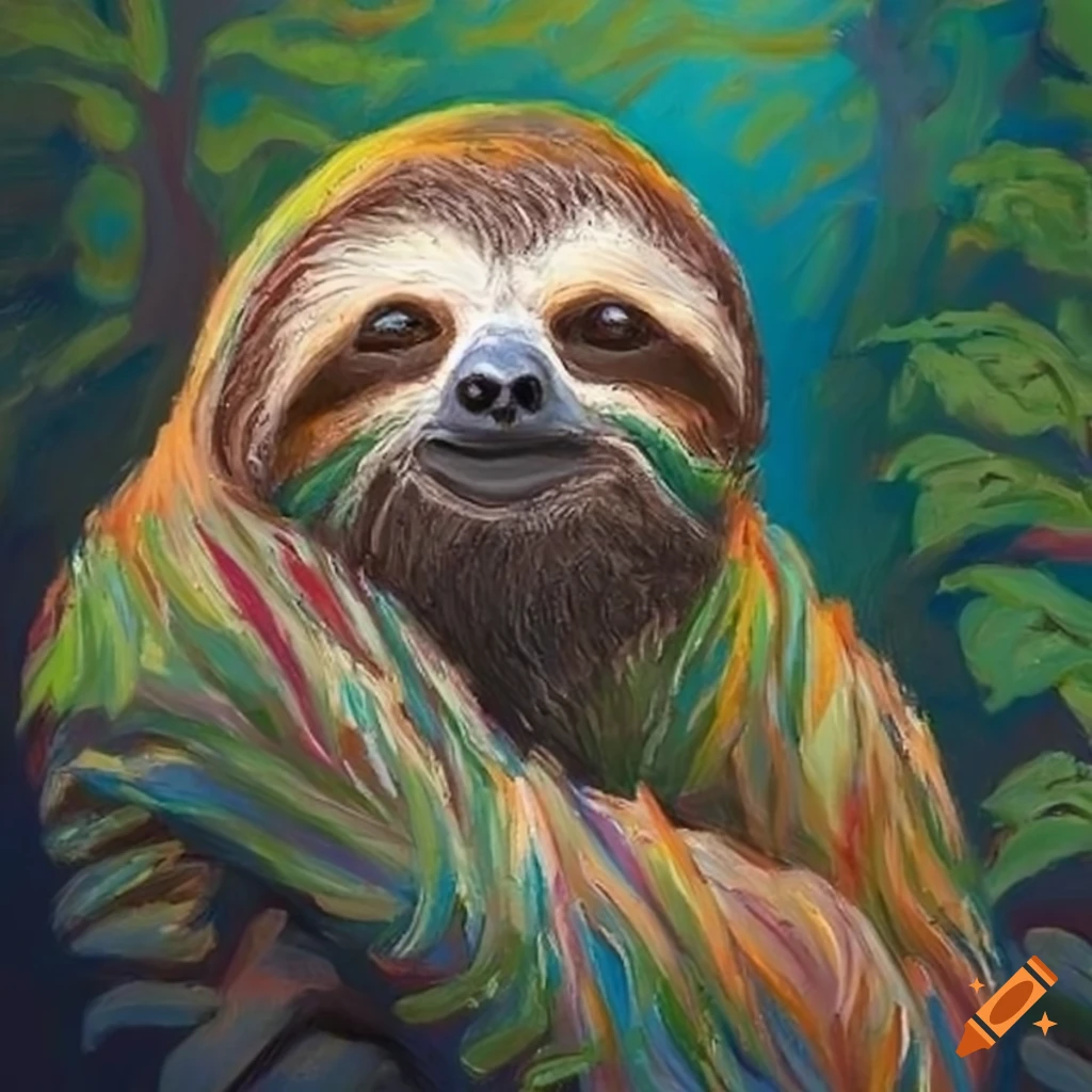 A sloth painted in monet style on Craiyon