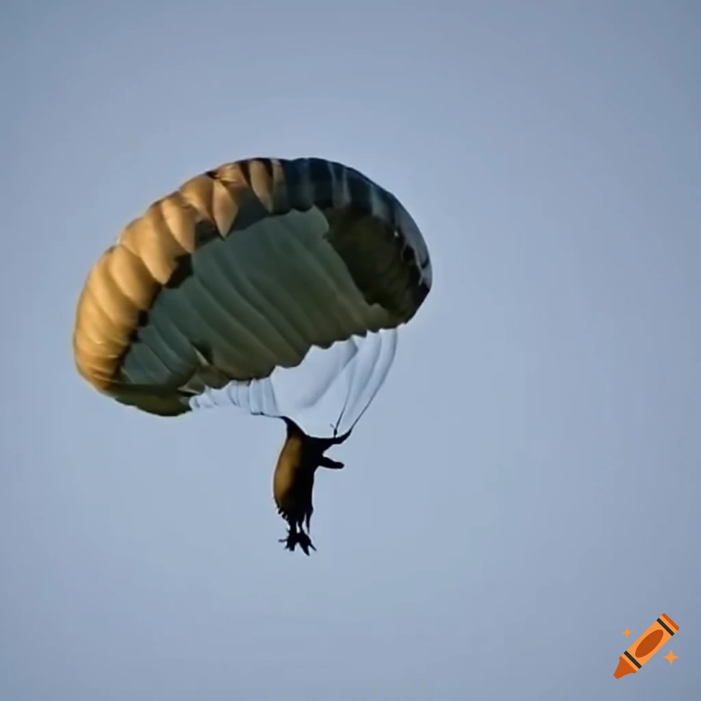 Canadian goose using a parachute