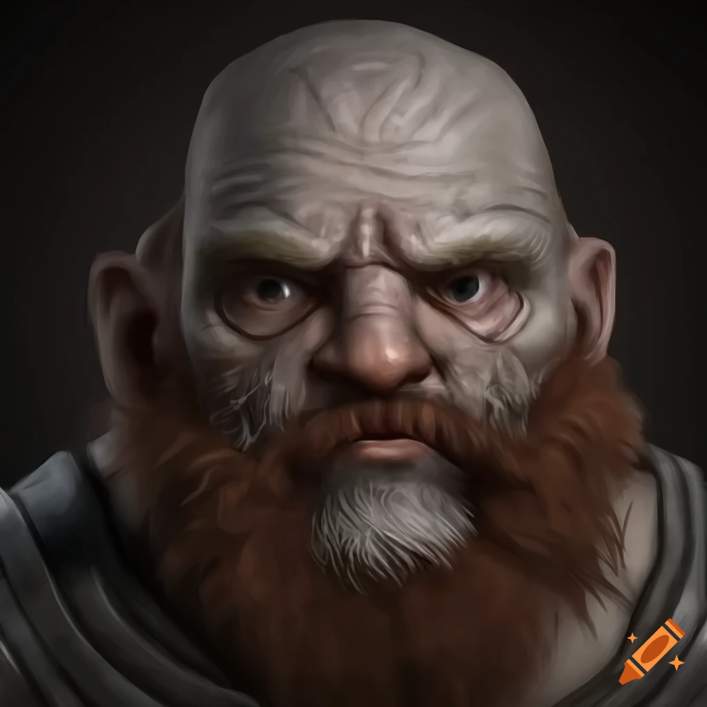 Photo-realistic, Dwarf, stone gray skin, guard captain, portrait ...