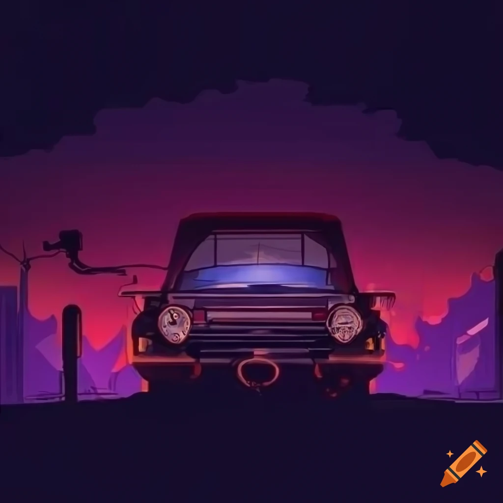 80s mechanic shop background, illustration
