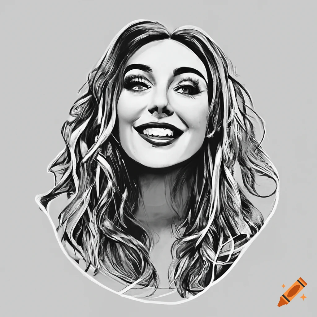 Young Krista Allen Happy natural face icon, ink, B&W, silk screen art ...