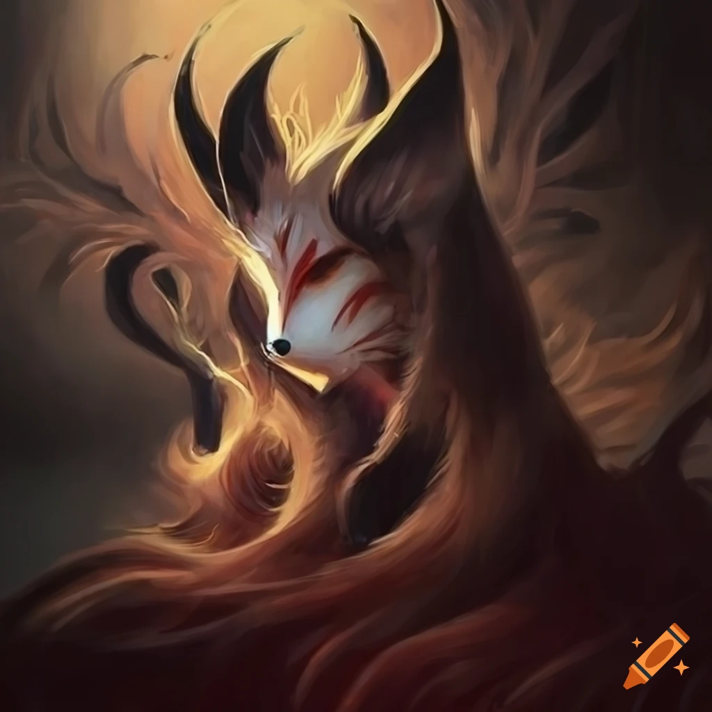 A mythic nine tails kitsune by seb mckinnon on Craiyon