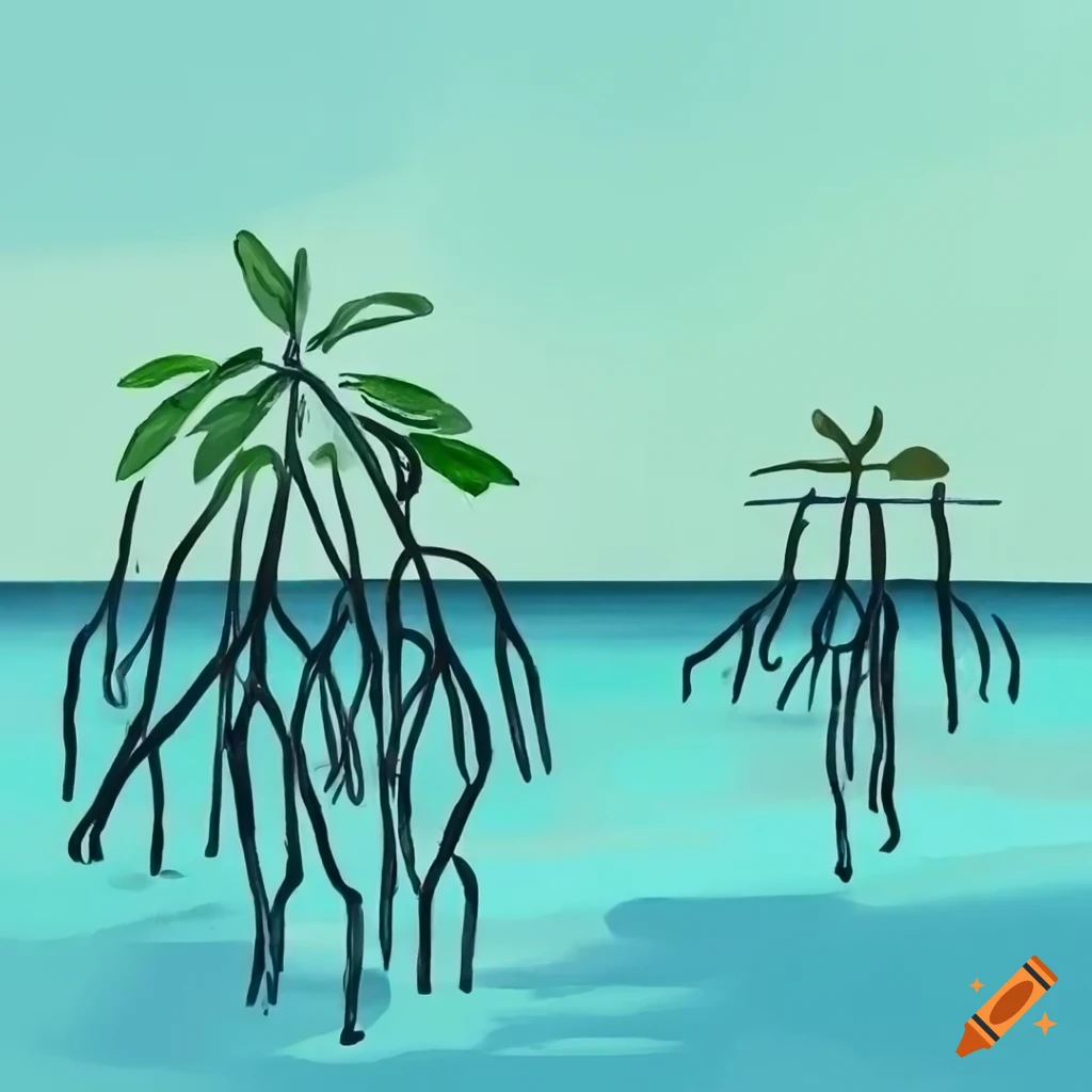 Mangrove drawings with a minimalistic line-art style