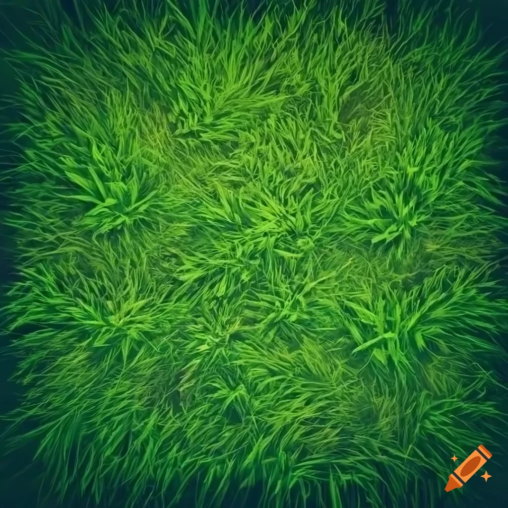 Top view stylized grass glade bathed in sunlight