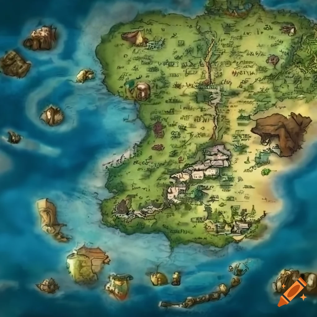 Fantasy lilliputian kingdom continent map