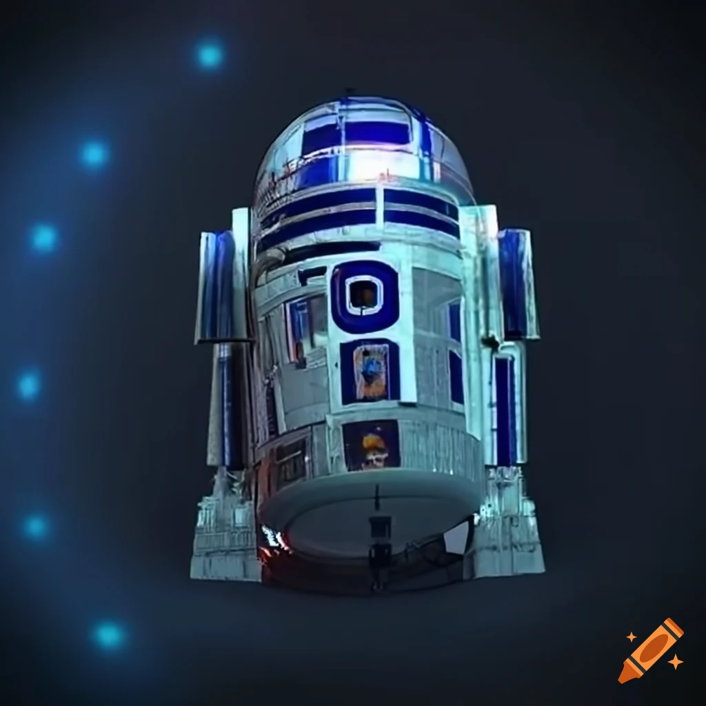 R2d2 projecting a hologram of the death star on Craiyon