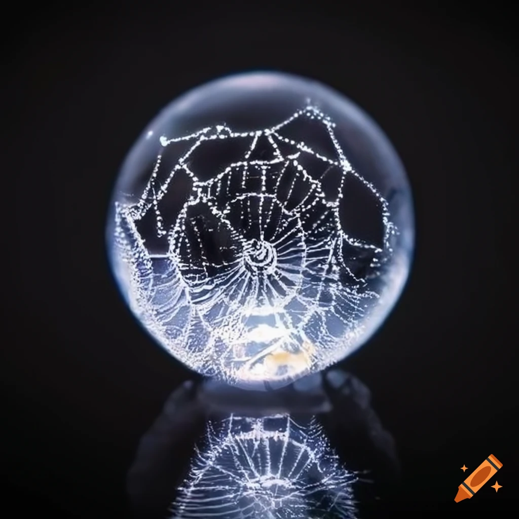 A crystal ball with a spider web