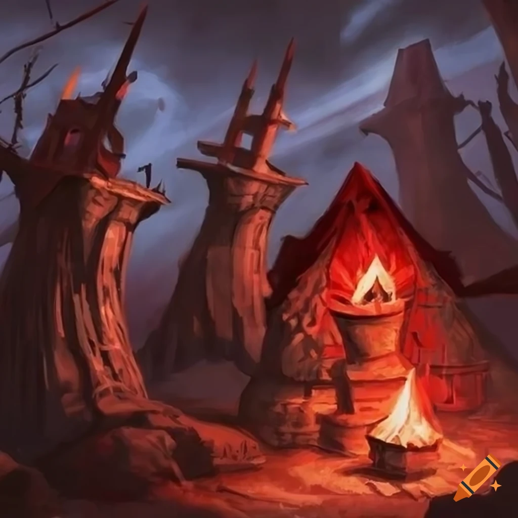 White red encampment in metal land mtg fantasy art on Craiyon