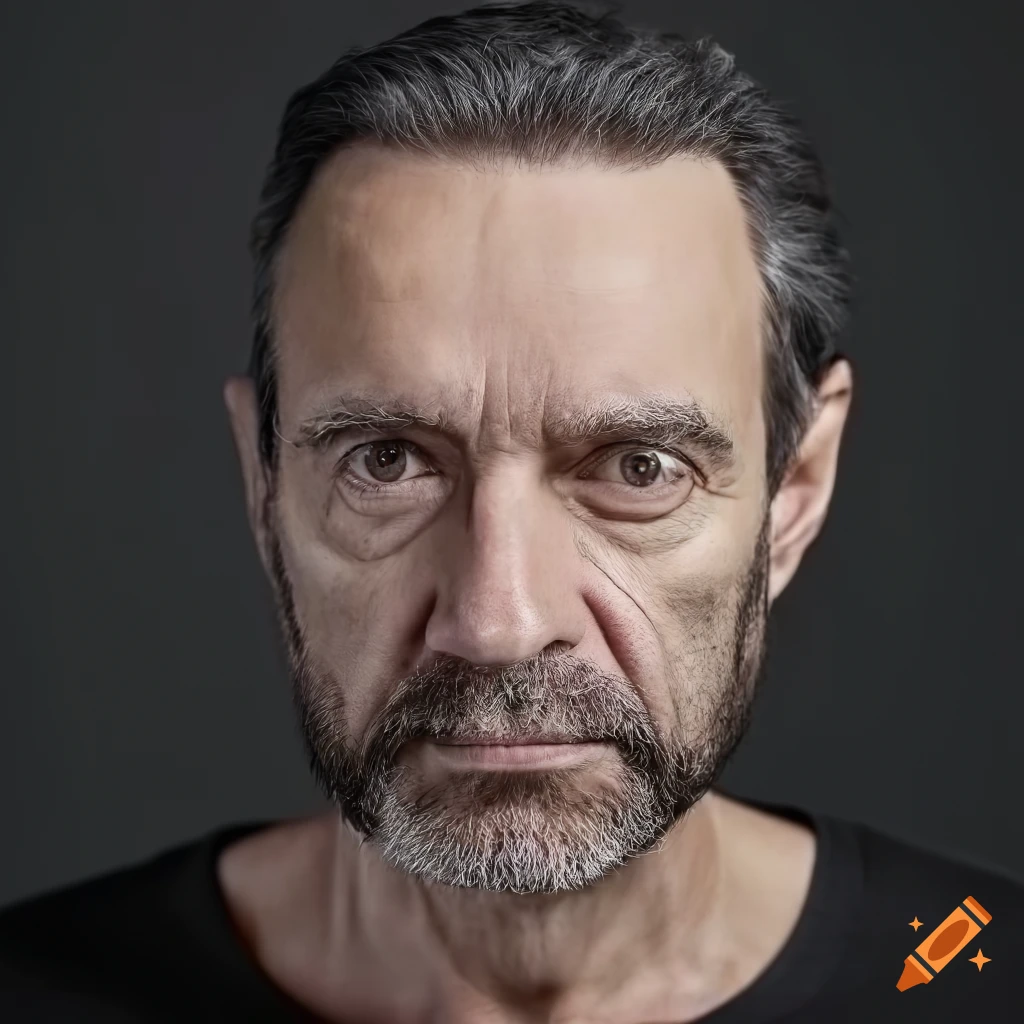 Photo face of a middle-age men with rough facial features, strong chin ...