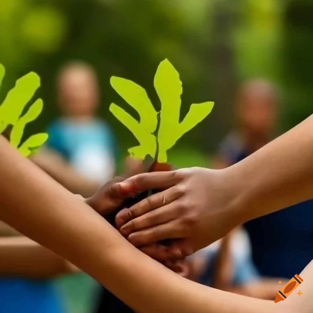 An image of a group of diverse people planting trees together ...