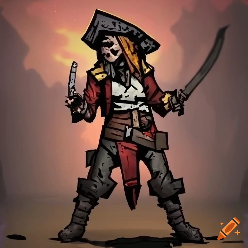 Full body pirate in the darkest dungeon game style