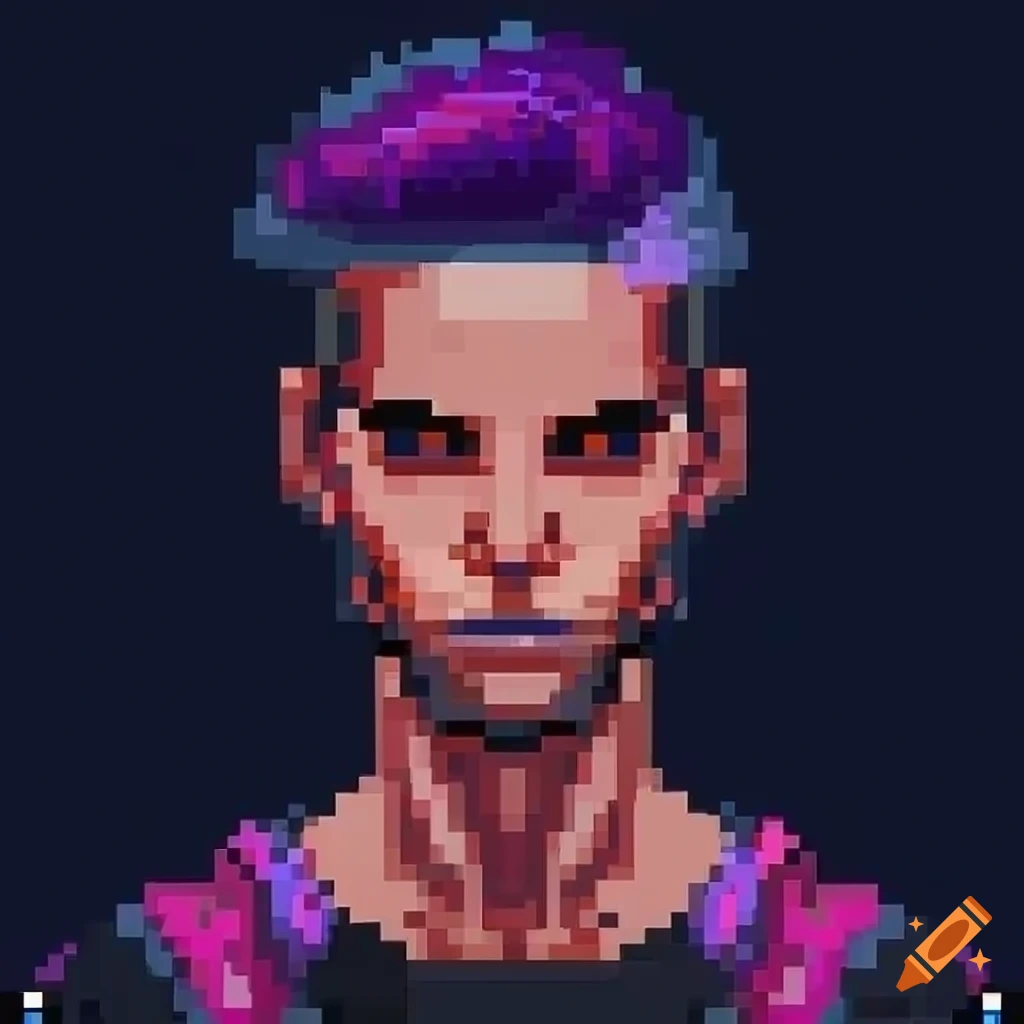 Cyberpunk pixel art male character on Craiyon