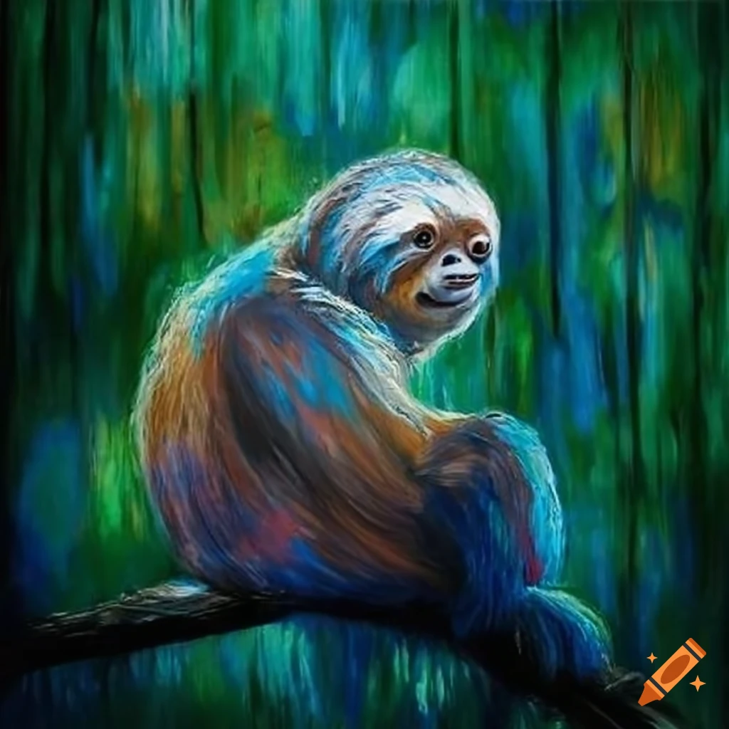 A sloth painted in monet style