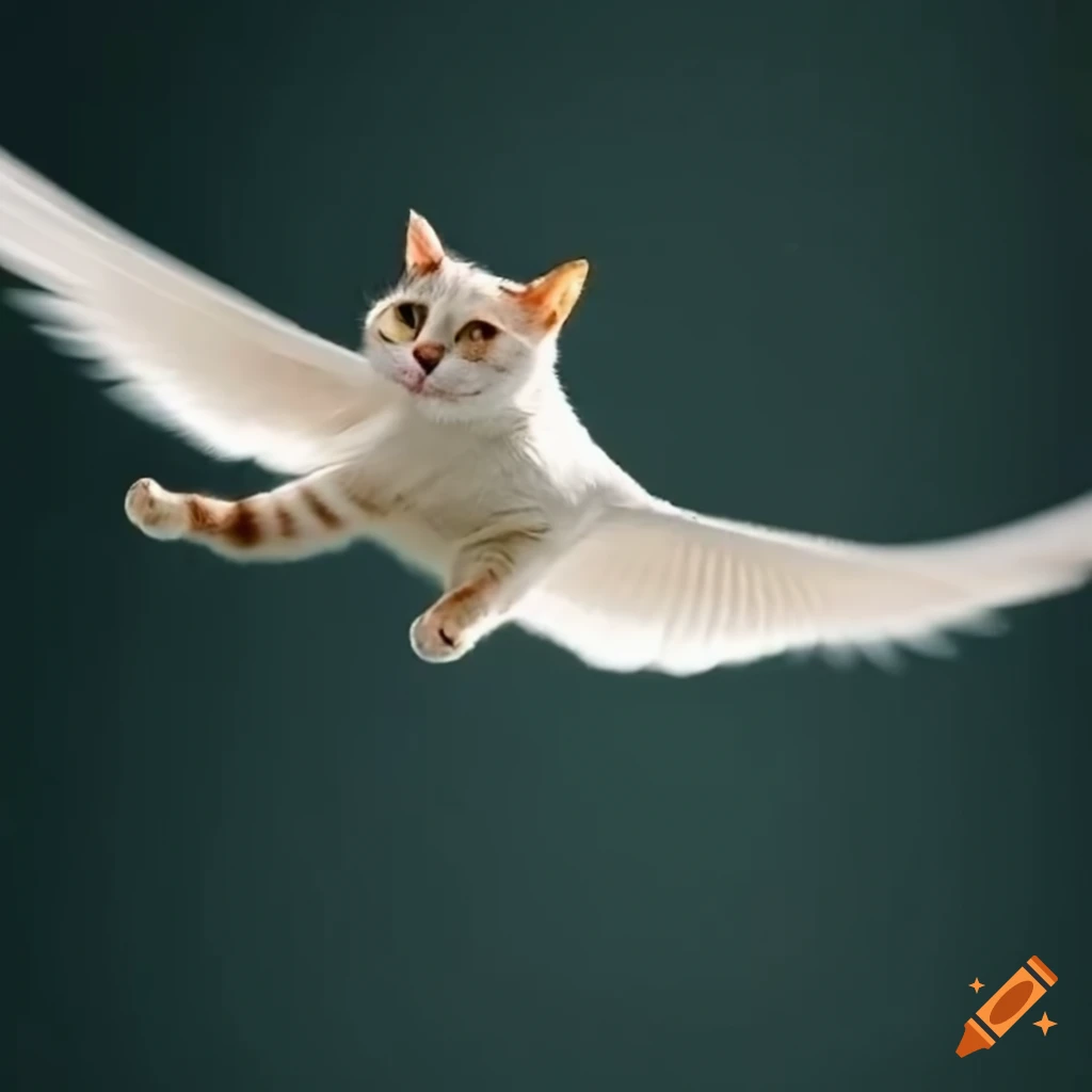 Realistic Flying Cat Art
