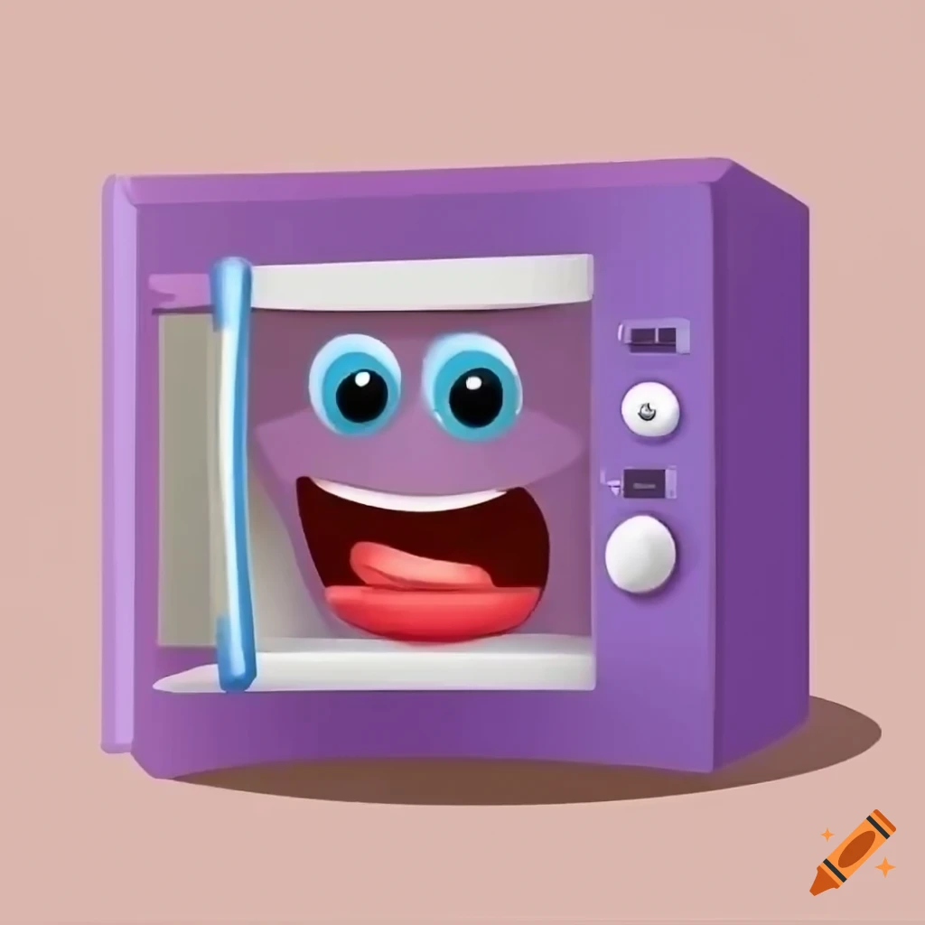 A friendly microwave with happy eyes and smiling mouth (cartoon ...
