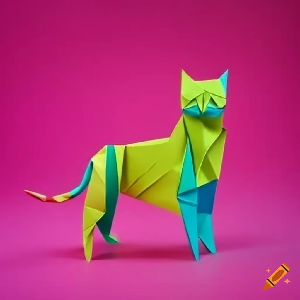 Origami cat colorful on Craiyon