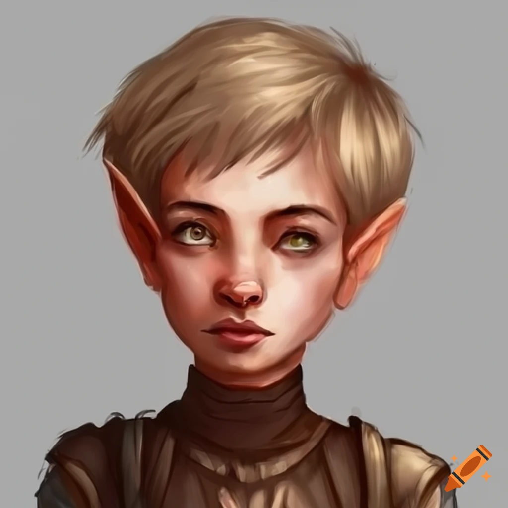Female lightfoot halfling rogue with short ashcolored pixie cut hair on ...
